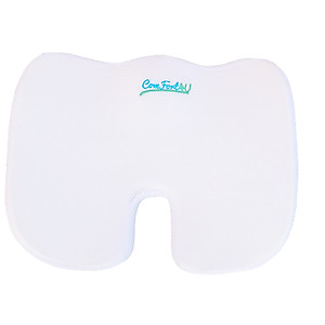Comfort4U Orthopedic Memory Foam Seat Cushion for Car seat - Office Chair - Gaming Chair - Boat seat - Tailbone Cushion - Coccyx Cushion - Sciatica Pillow for Sitting (White, Mesh)
