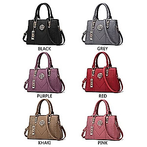 HUIUEITW Purses and Handbags for Women Fashion Ladies PU Leather Top Handle Satchel Shoulder Tote Bags (Black)