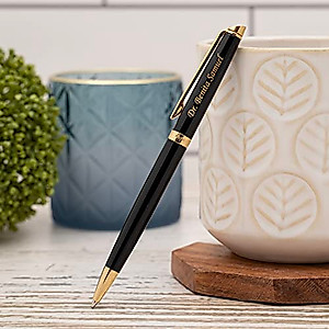 Dayspring Pens Personalized Waterman Pen | Engraved Waterman Hemisphere Lacquer Black with Gold Trim Ballpoint Pen. Luxury Gift Pen. Custom Engraved