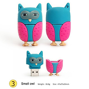 LEIZHAN 5X8GB Cute Animals USB Flash Drive with Chain Bee Fox Owls Penguin Pen Drive Gifts for School Kids and Students Valentine's Day Gift (Pack of 5 Animals)