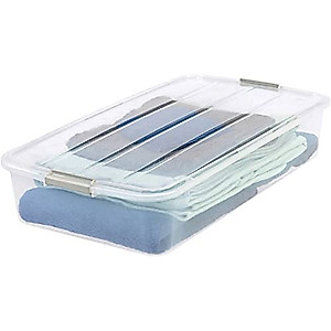 IRIS USA Underbed Buckle-Up Box 50 Quart Plastic Storage Container, Clear (2 Pack)