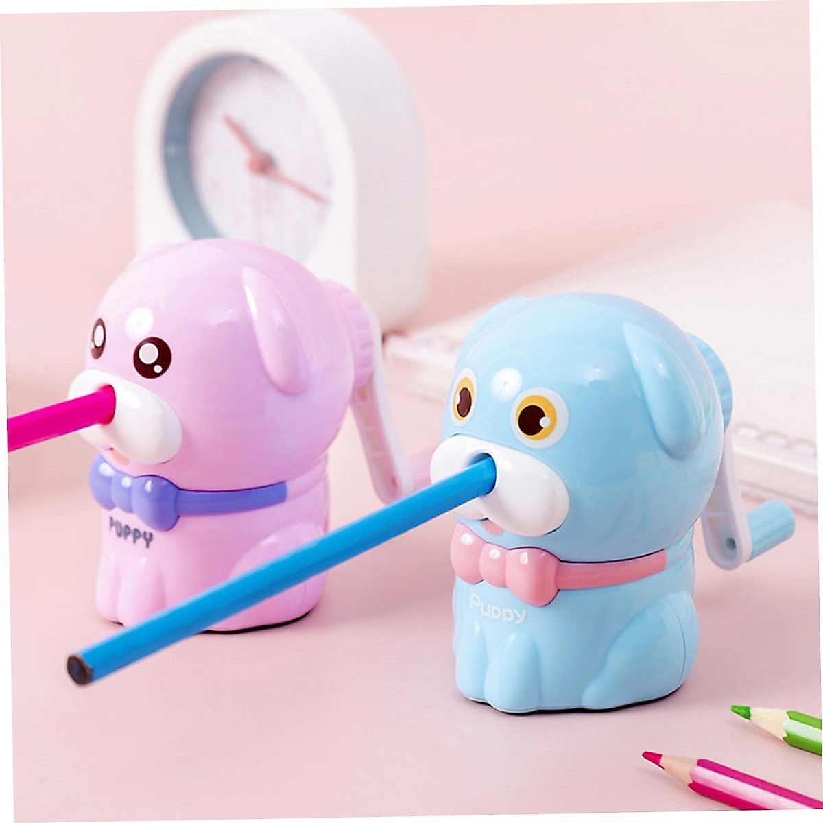 STOBOK Puppy Pencil Sharpener for Kids Manual Pencil Sharpener Mini Cute Manual Pencil Cutter for School Supplies Classroom Stationery Accessories, Pink