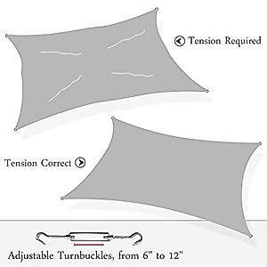 Amgo 12' x 16' Grey Rectangle Sun Shade Sail Canopy Awning, 95% UV Blockage, Water & Air Permeable, Commercial and Residential, for Patio Yard Pergola, 5 Years Warranty (Available for Custom Sizes)
