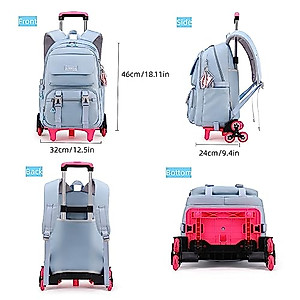 MITOWERMI Girls Rolling Backpack for Boys Trolley Bags for School Elementary Middle Bookbags with Wheels Boys Rolling Backpack