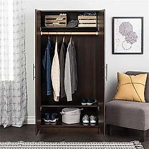 Pemberly Row Contemporary 32" Wardrobe Armoire in Espresso