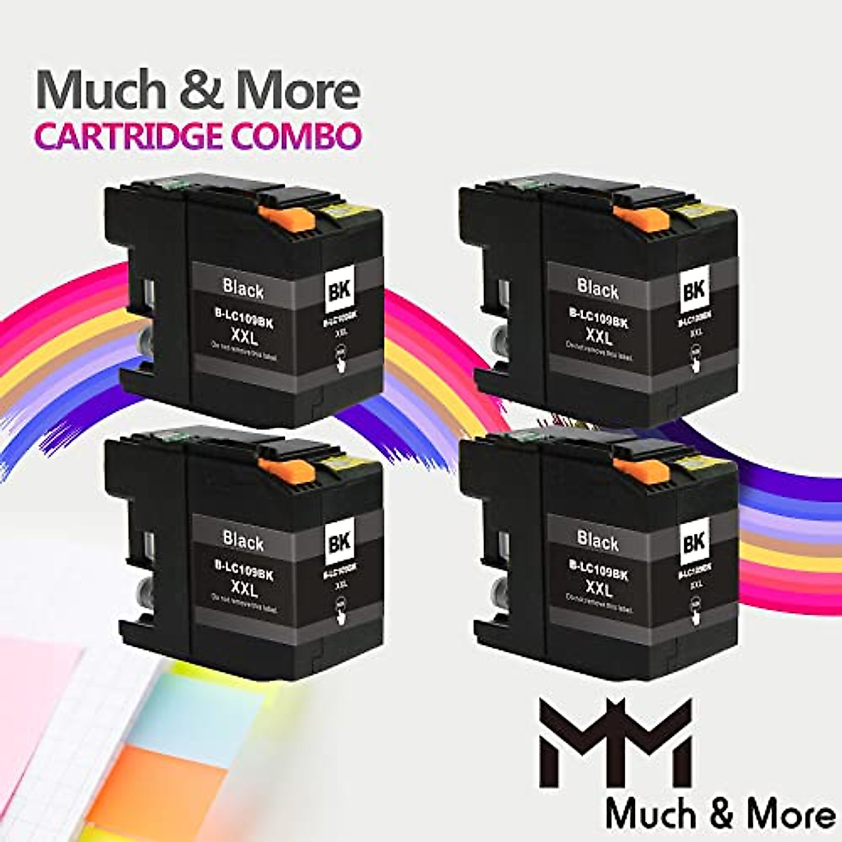 MM MUCH & MORE Ink Cartridge Replacement for Brother LC109 XXL LC109BK LC109XXL LC-109 to Used for MFC-J6520DW J6720DW J6920DW Printers (4-Pack, Black, Super High Yield)