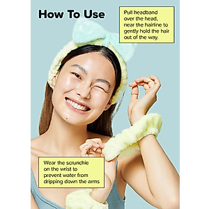 I DEW CARE Face Wash Headband & Scrunchie Set - Perfect Spa Pair | Adorable Design, Washing & Cleansing, Makeup and Spa, Quick Dry, Soft & Fuzzy, Non Slip, Teen Girls Stuff, Reusable
