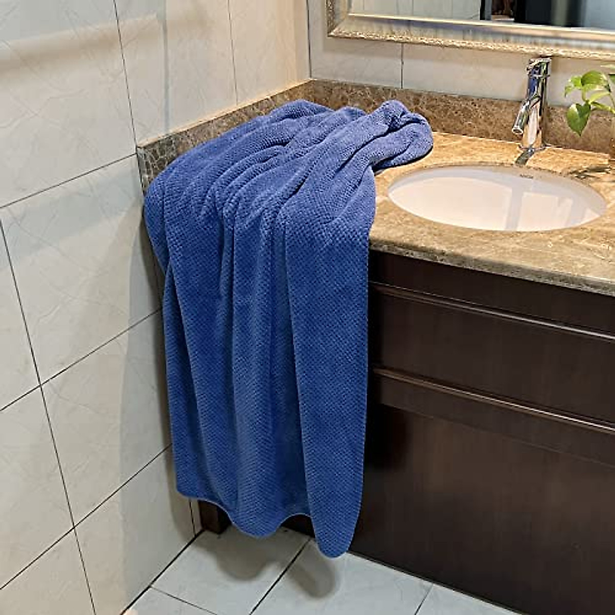 YTYC Towels,39x78 Inch Oversized Bath Sheets Towels for Adults Luxury Bath Towels Extra Large Sets for Bathroom Super Soft Highly Absorbent Microfiber Shower Towels 80% Polyester (Blue,6 Piece)