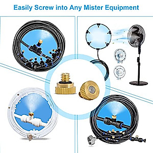 Misting Nozzles for Patio Outside Mister, Brass Nozzle for Misters Outdoor Cooling System. Mist Parts Accessories. Garden Hose Sprayer Nozzles Replacement Head. 0.016" Orifice (0.4 Mm) 10/24 Unc 8Pcs.