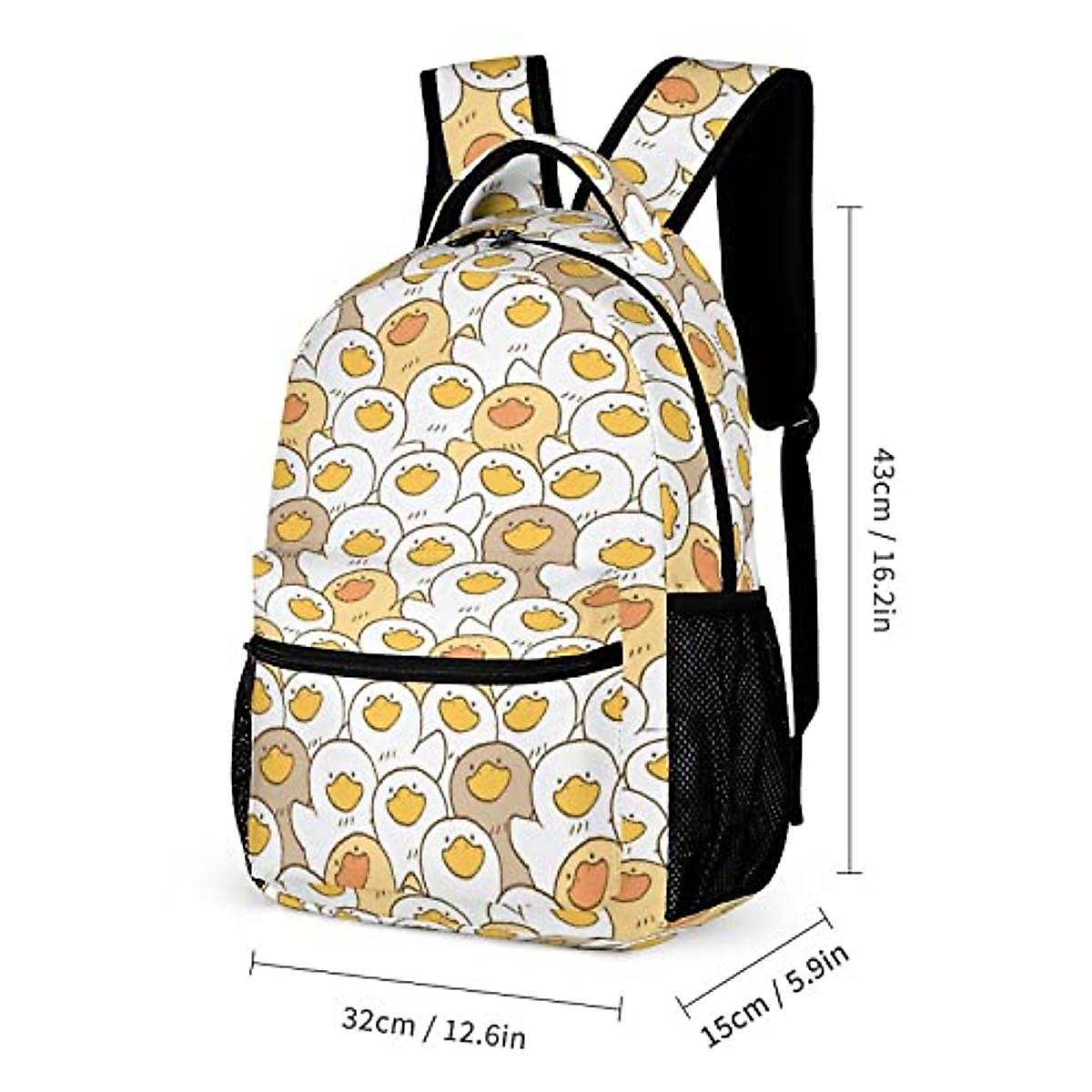 MINBHEBYUD Cute Cartoon Duck Prints Backpack, Lightweight Backpack Casual Daypack, Bookbag for Men Women