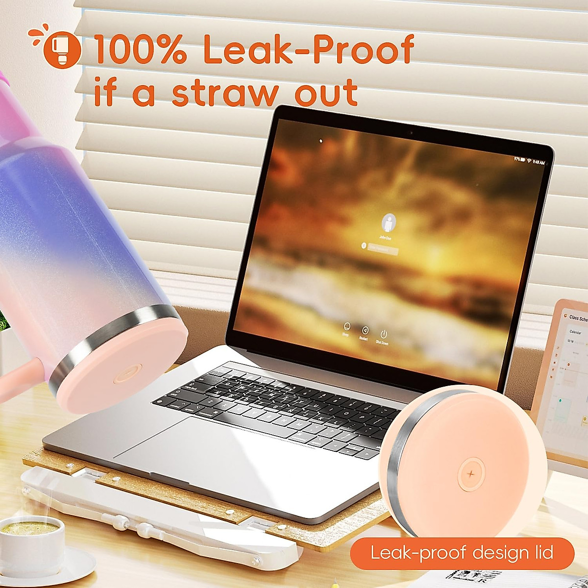 VUSIGN 40 oz Tumbler with Handle and Straw Lid, Stainless Steel Vacuum Insulated Tumbler Travel Mug Water Bottle Cup for Water Iced Tea Coffee Smoothie Car, Carnival