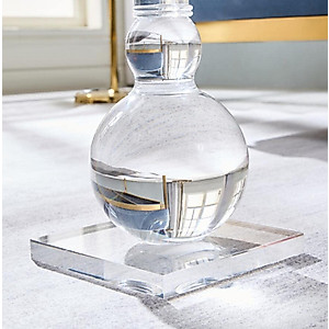 ACRYLCASE Clear Lucite Acrylic Round End Table Pedestal Side Table Furniture (15.7x15.7x23.6''H)