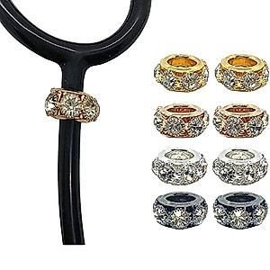 8 pcs Bling Crystal Stethoscope Charms, Round Stethoscope Id Name Tags Nurse Accessory, Gifts for Nurses, Doctors, Veterinarians