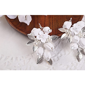 BERYUAN White Flower Earings Wedding Earrings for Brides Bridal Bridesmaids Earrings Accessories Prom Earrings Esthetics