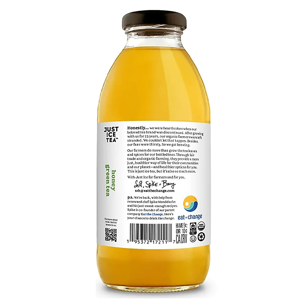 Just Ice Tea Organic Honey Green Tea, 16 FZ