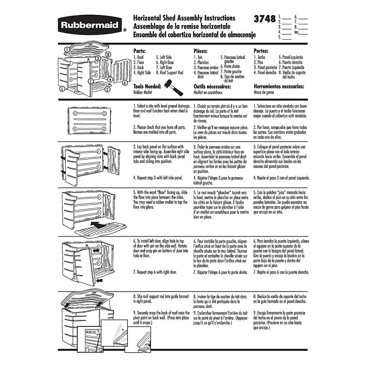 Rubbermaid Small Horizontal Resin Weather Resistant Outdoor Storage Shed, Olive and Sandstone, for Garden/Backyard/Home/Pool, 18 Ft³ Horizontal Shed