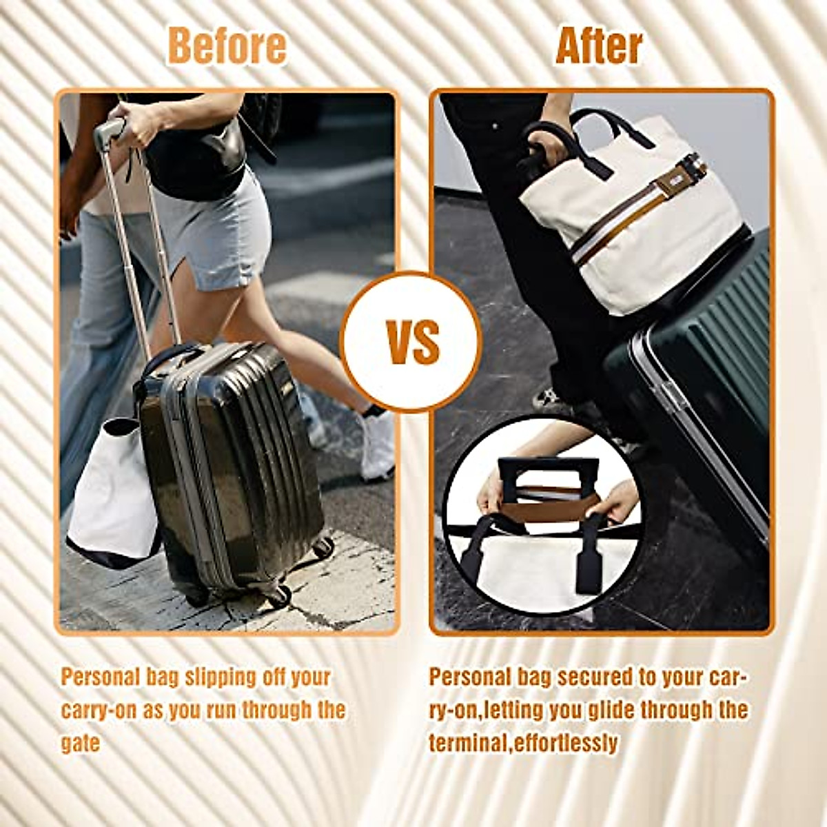 Travel Belt for Luggage - Luggage Straps for Suitcases, Fashion & Adjustable Add a Bag Luggage Strap for Carry On Bag, Travel Belt for Luggage Over Handle Airport Travel Accessories for Women & Men