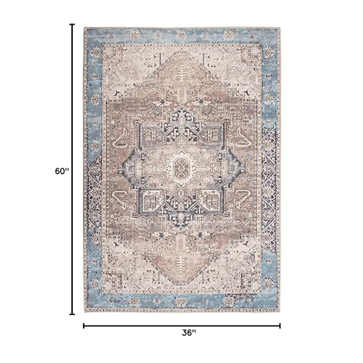Bellini Rugs Machine Washable Rug with Non Slip Backing, Living Room Rug, Kitchen Area Rug, Pet Friendly Area Rugs, Throw Rugs for Entryway, Home Floor Decor, 3' x 5'