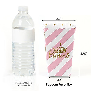 Big Dot of Happiness Little Princess Crown - Pink and Gold Princess Baby Shower or Birthday Party Favor Popcorn Treat Boxes - Set of 12