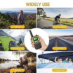 Walkie Talkies with 22 FRS Channels, MOICO Walkie Talkies for Adults with LED Flashlight VOX Scan LCD Display, Long Range Family Walkie Talkie Radios for Hiking Camping Trip (Yellow, 10 Pack)
