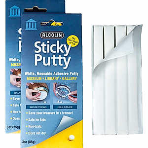 Sticky Putty- Reusable Museum & Gallery Quality Adhesive Putty,- 2 Pack