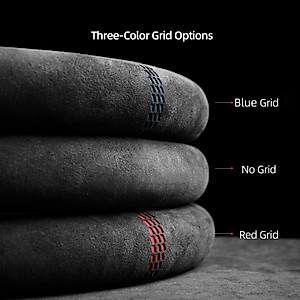 Alfanxi Universal Alcantara Material Steering Wheel Cover Compatible with BMW Benz Audi Toyota Volkswagen Most of Car Models (Red Grid, O Type)