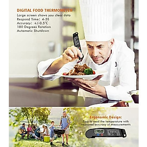 Sweet Dwelling Instant Read Digital Meat Thermometer with Stainless Steel Probe, Fast Food Temperature Readings with Precision Accuracy for Steaks, Chicken, Poultry, Safe Oven, Grilling, and BBQ USE