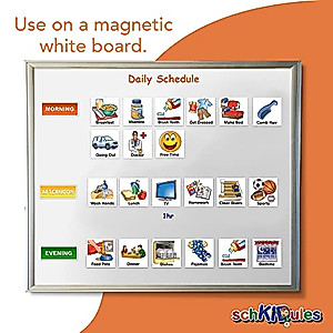 SchKIDules Visual Schedules for Kids 93Pc Home Collection for Daily Routines: 72 Picture Magnets +21 Headings for Children, ADHD & Behavioral Suppports