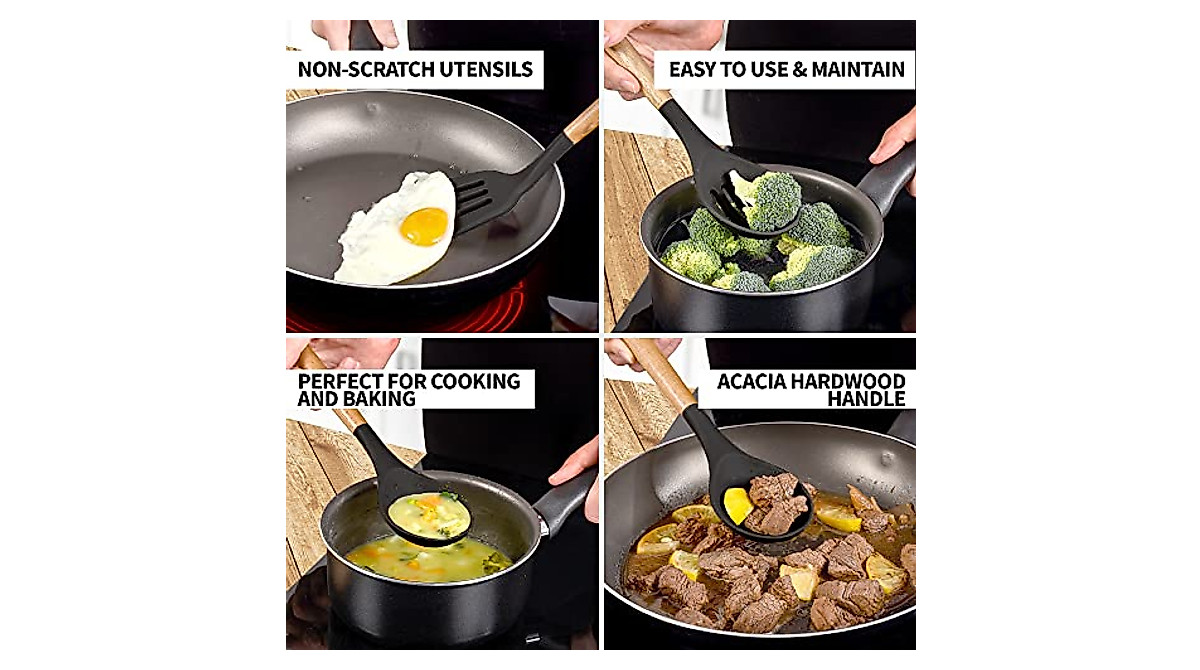 Zulay Kitchen Non-Stick Silicone Utensils Set - 5 Pieces