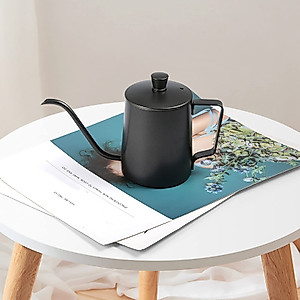 Black Tea Kettle, 350ml PTFE Coffee Kettle with Lid 304 Stainless Steel Pour Over Coffee Pot for Home Office (Black)