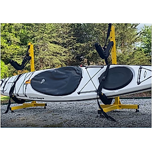 Suspenz Kayak Storage Rack, 2-Boat EZ Rack for Kayak, Canoe, SUP (T-Base/1 Box) Indoor/Outdoor Kayak Hangers Hooks, Yellow, 48" x 24" (12-9902)