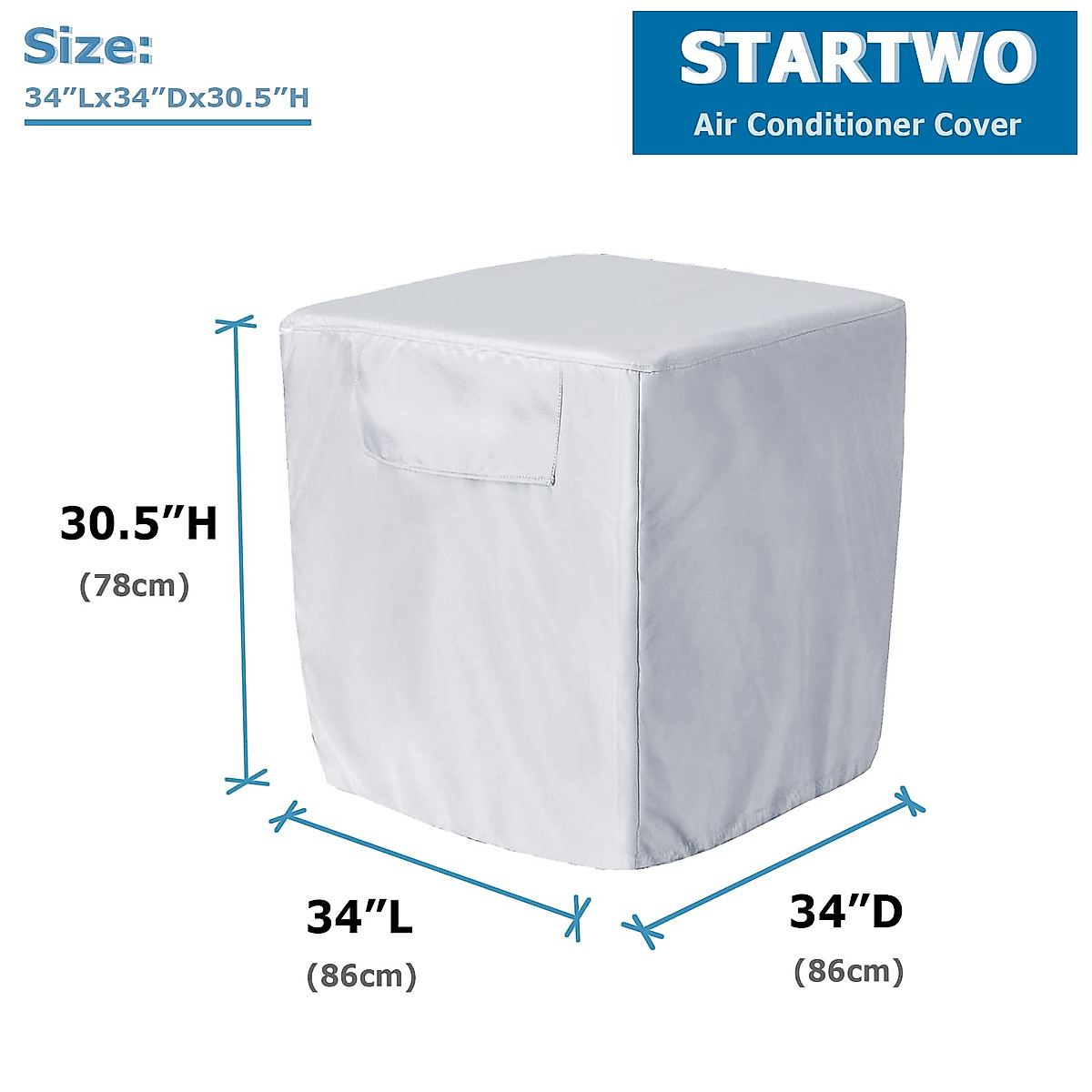 STARTWO Ac Cover for Outside Unit-Heavy Duty Waterproof Durable Air Conditioner Covers for Winter-Windproof Outdoor Carrier Central Air Covers for Outside Units,34Lx34Wx30H Inches
