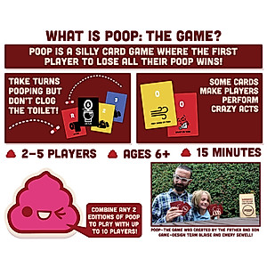 Breaking Games Poop The Game - Hilarious and Family-Friendly Card Game for Kids Ages 6 and Up - Perfect for Game Night and Parties - 2-5 Players