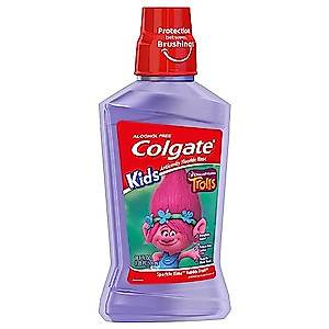 Colgate Kids Anticavity Mouthwash, Trolls, Bubble Fruit for Ages 6 and older - 500 mL, 16.9 fluid ounce (6 Pack)