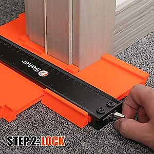 Saker Contour Duplication Gauge-Adjustable Lock -Precisely Copy Irregular Shape -Irregular Welding Woodworking Tracing - Must Have Tool for DIY Handyman, Construction(10 Inch+5 Inch) (ORANGE)