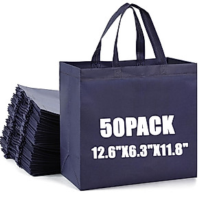 50Pcs Reusable Non Woven Shopping Bags Reusable Totes Foldable Bag Bulk with Handles Large Reusable Shopping Bags for Boutiques