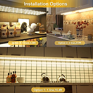 LAFULIT 10 PCS Under Cabinet Lights Kit, Stick on Lights, Flexible Led Strip Lights with Remote and Power Adapter, for Kitchen Cabinet Shelf Desk Counter Corner, 4000K Neutral White, 16.4ft