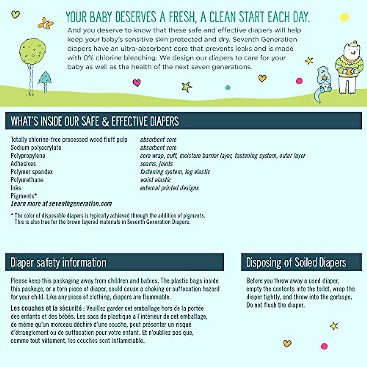 Seventh Generation Baby Diapers for Sensitive Skin, Animal Prints, Size 0 Newborn, 36 count