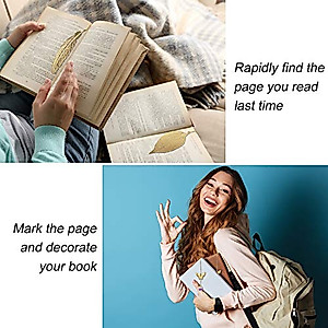 2 Pieces Metal Feather Bookmark Metal Leaf Bookmark with 3D Butterfly, Glass Dry Flower Beads Pendant and Box for Reader Students Friends