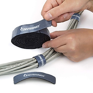 Reusable Cable Ties 3/4" x 4" Self-Gripping Strips Ready to Use Precut Straps for Cable Management and Organizing Cords 50 Pack (Black)