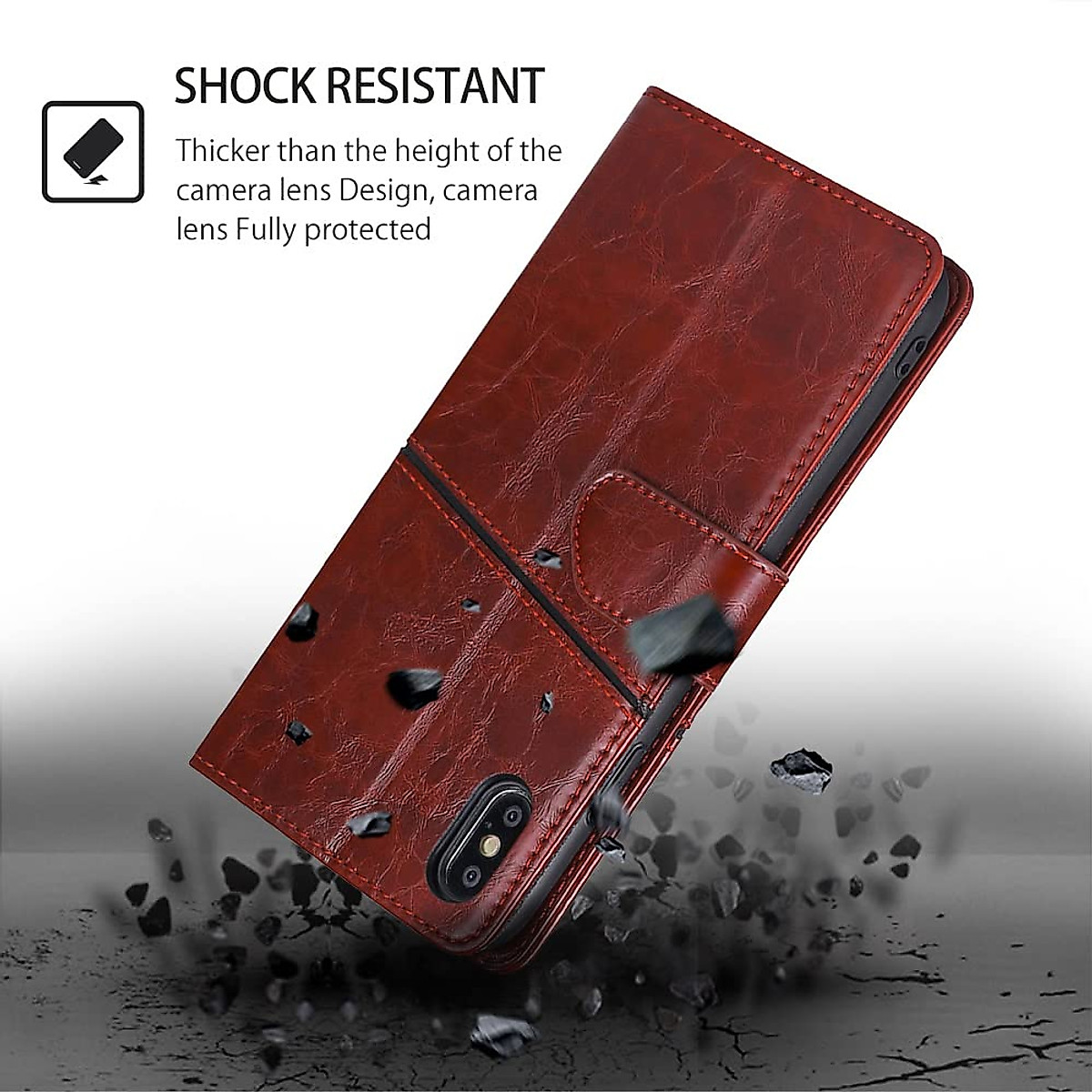 Fansipro Wallet Folio Case for Oppo Reno 2 Z, Premium PU Leather Slim Fit Cover for Reno 2 Z, 3 Card Slots, Good Design, Deep Brown