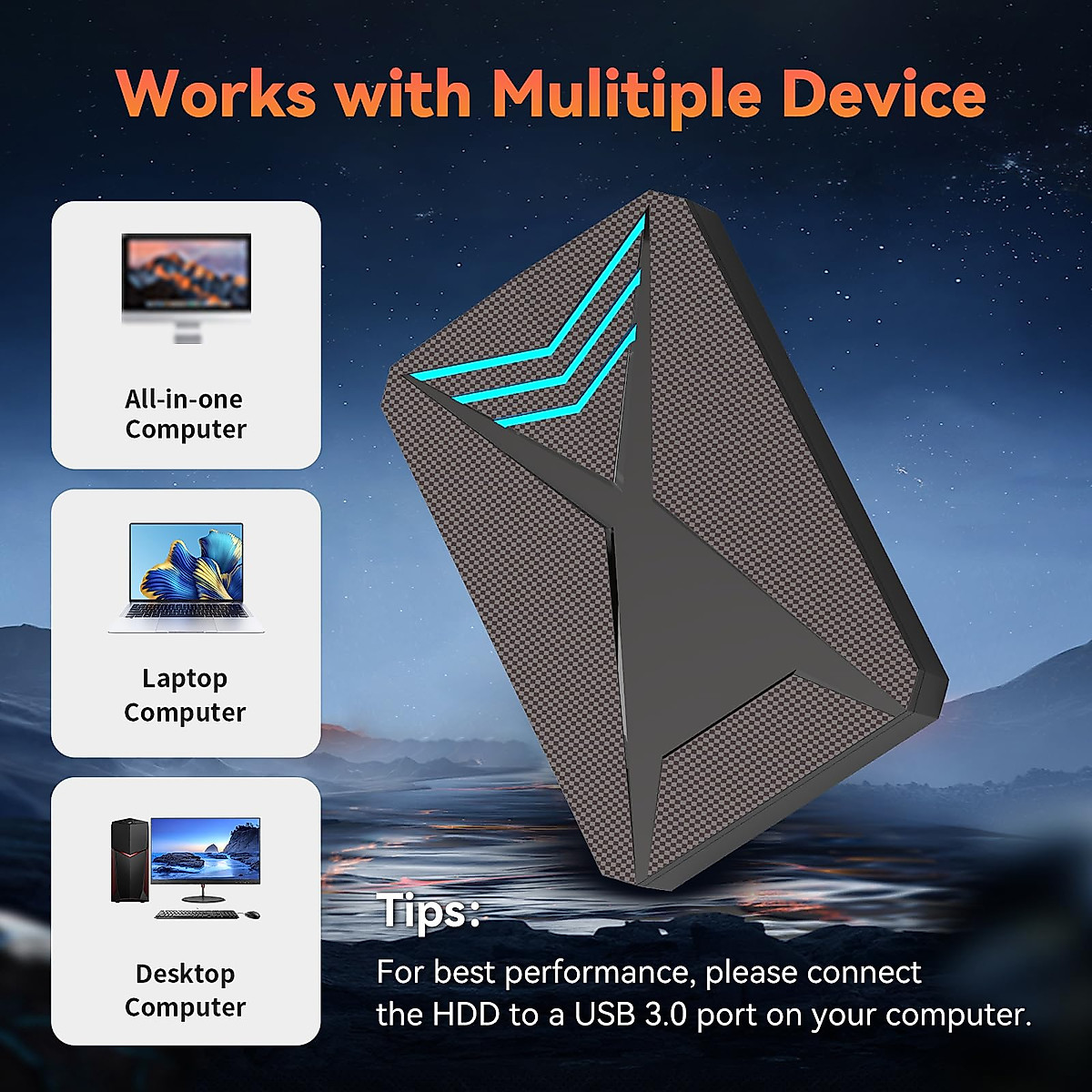 Retro Game Console HDD, 2TB Hyper Base Lbox Built-in 4280 Top Retro Video Games, 18 Emulator Console Plug and Play, Portable Game Hard Drive for Win 8.1/10/11, Game HDD + 1 WHT Vibrating Controller