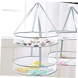 Alipis Double-Layer Laundry Hanging Net Mesh Basket Dryer Foldable Hanging Net Grey Double Layer Drying Rack Clothes Dryer Net Laundry Hanger Net
