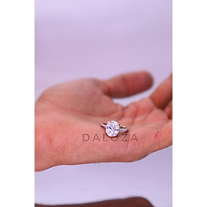 DALOZA 2.00 CT Moissanite 925 Hidden Halo Wedding Engagement Oval Cut Diamond Ring (9.5)