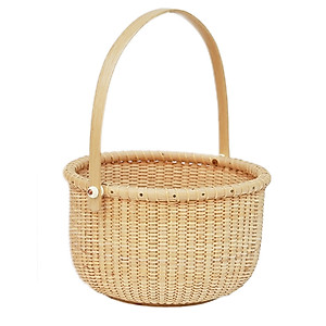 Teng Jin Open Round Nantucket Basket with Handles Handwoven Storage Serving Baskets for Easter, Picnics, Gifts, Home Decor and More several sizes ranging from 5” 13”
