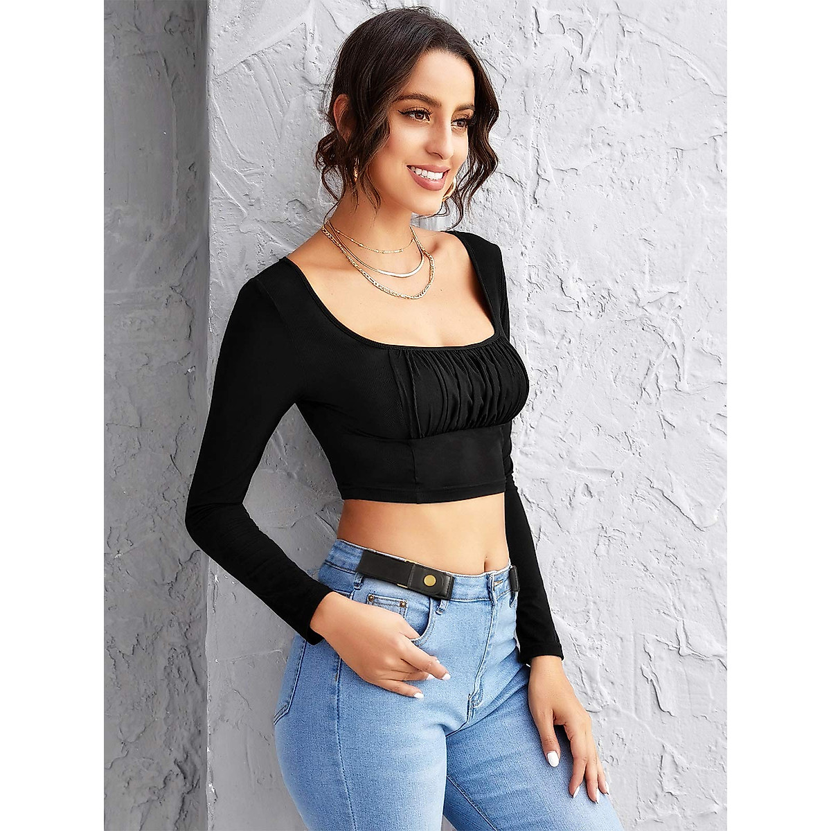 LEACOOLKEY No Buckle Stretch Belt for Women/Men—2 Pack Elastic Invisible Belt for Jeans (K-2 black+2 blue-1, Fits 2 loop size 4"-6")