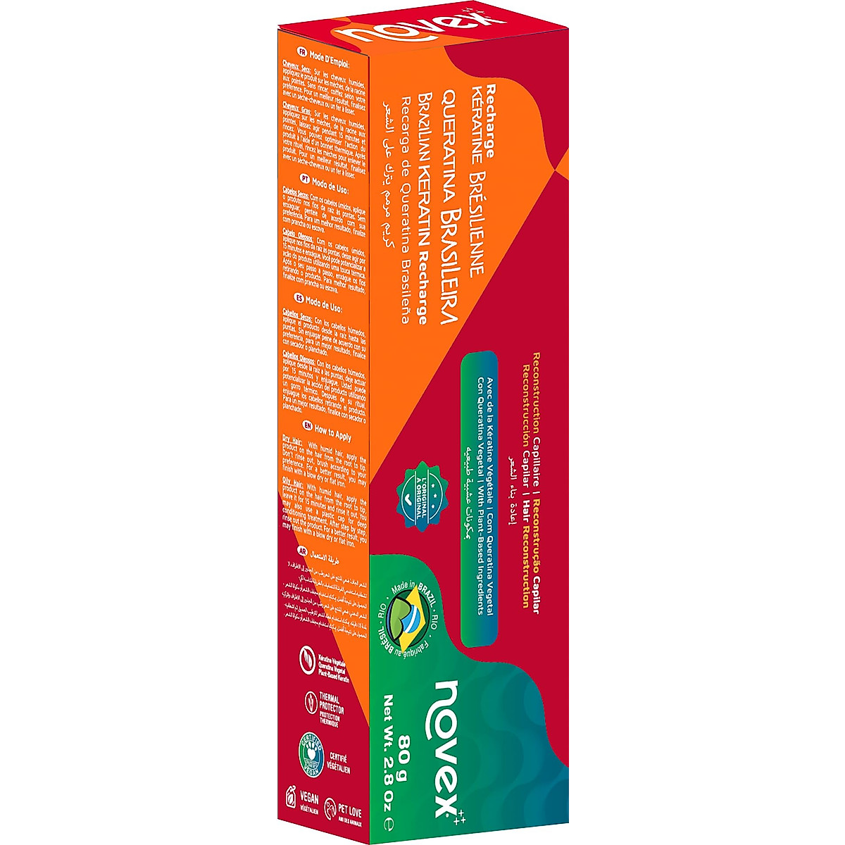 Novex Keratin Recharge Leave In Conditioner, Reconstructive Keratin, Frizz Control and Damage Repair, 2.8 Oz