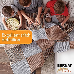 Bernat Softee Chunky Gray Blue Yarn - 1 Pack of 400g/14oz - Acrylic - 6 Super Bulky - Knitting/Crochet