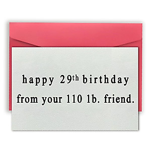 YiKaLus Happy 29th Birthday Card for Friends, Funny 29 Bday Gifts from Best Friends, Happy 29th Birthday From Your 110lb. Friend
