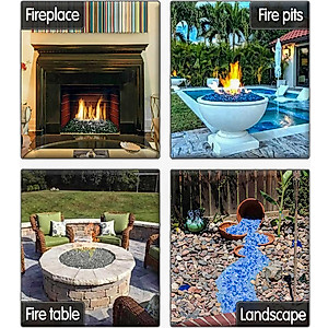 GRISUN Onyx Black Fire Glass Diamonds for Fire Pit, 1 Inch High Luster Reflective Tempered Glass Rocks for Natural or Propane Fireplace, Safe for Outdoors and Indoors Firepit Glass, 10 Pounds